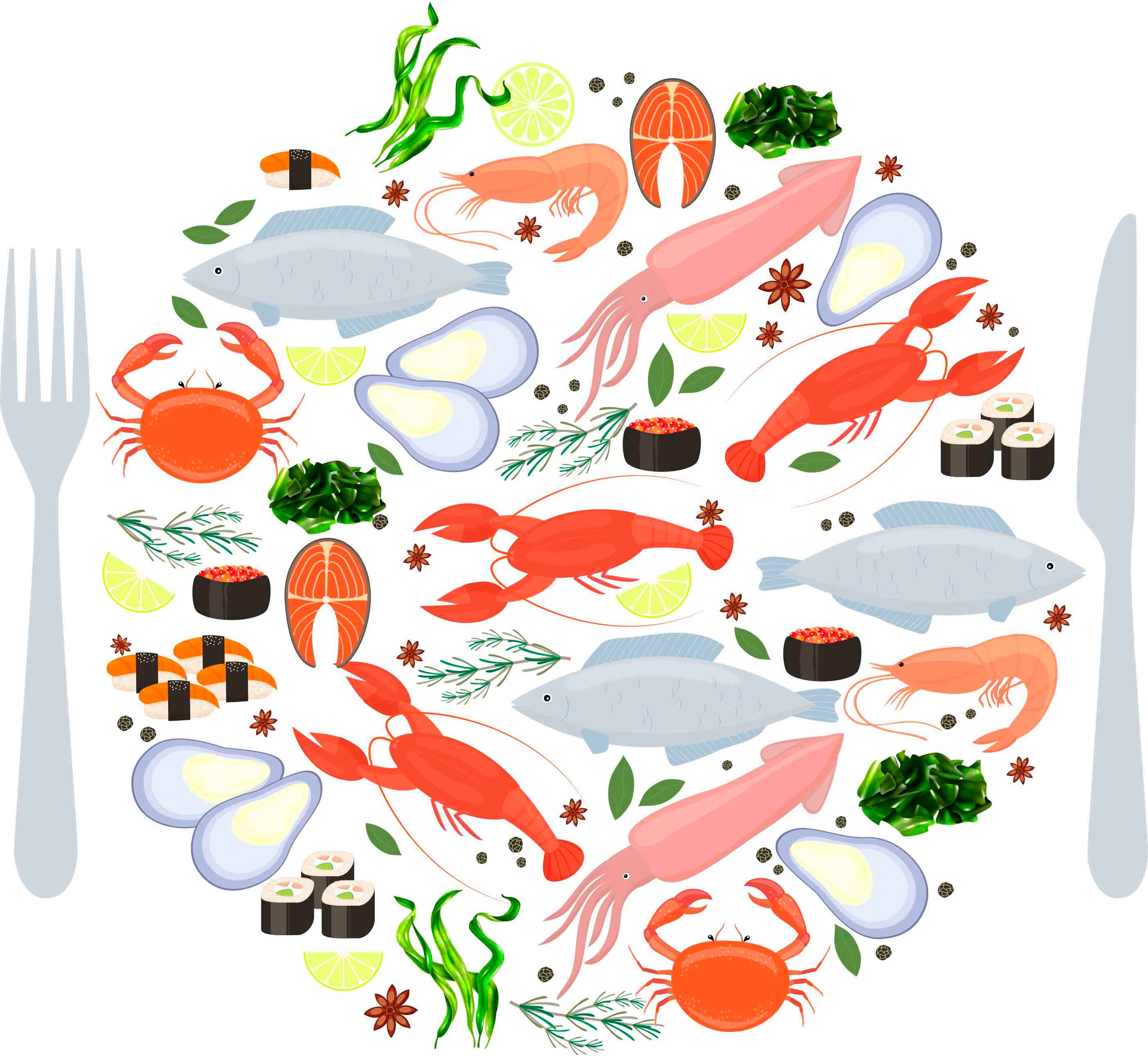 Bajo Los Nombres De Los Alimentos Del Mar